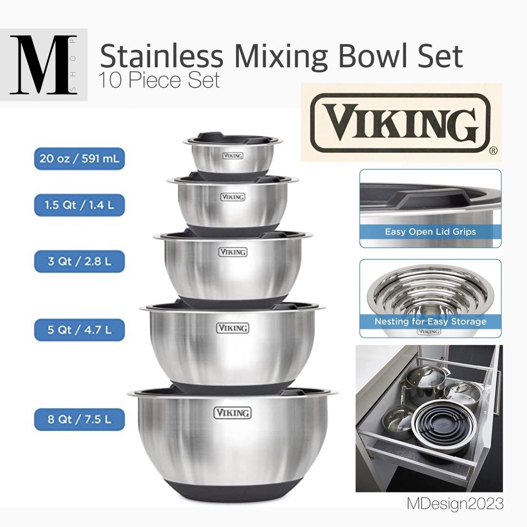 Stainless Mixing Bowl Set by Viking, Furniture & Home Living ...