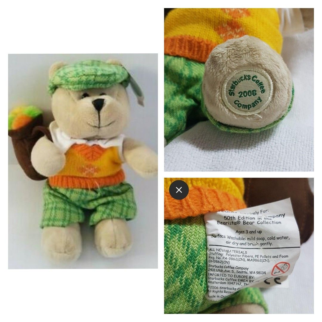 Starbucks 2006 50th Edition - Golf Bearista Bear Collection Beanie Plush Soft Toy, Hobbies ...