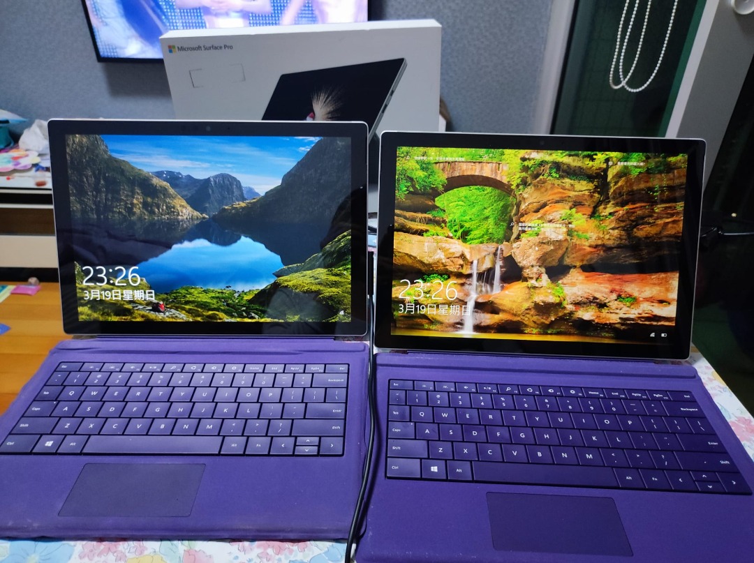 Surface Pro 5 一部全正常，一部可以輕易自行換SSD由256GB 換512GB 1TB SSD，兩部都Touch screen正常 ...