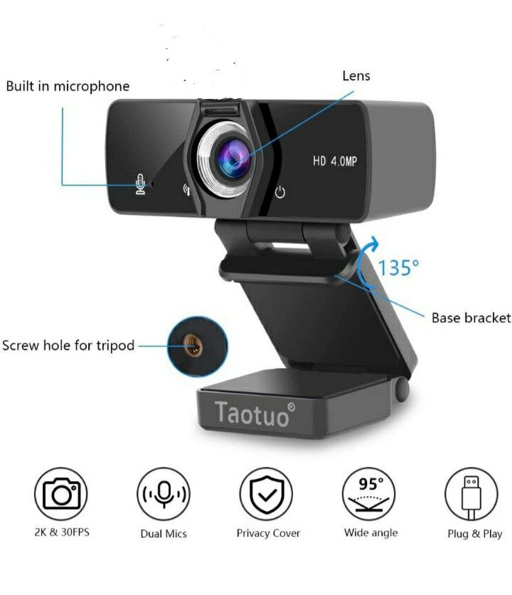 TaoTuo HD 2K4.0MP Web Camera, Computers & Tech, Parts & Accessories ...