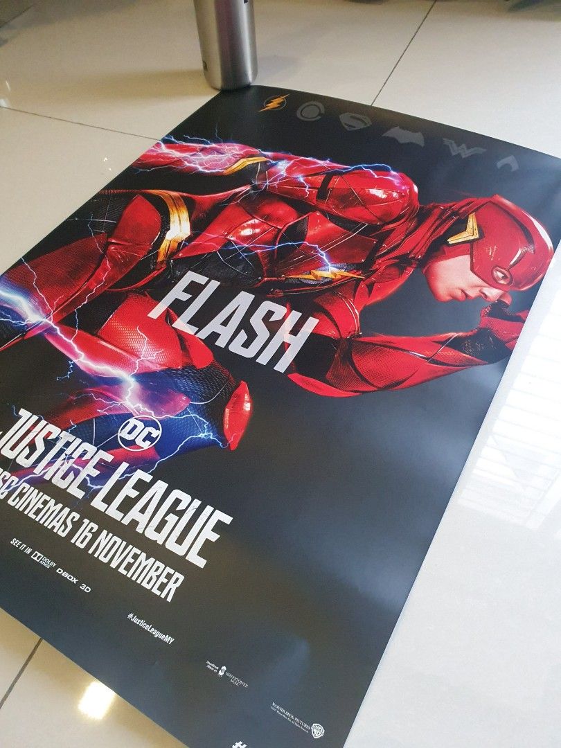 The Flash Justice League Poster Original, Furniture & Home Living, Home ...