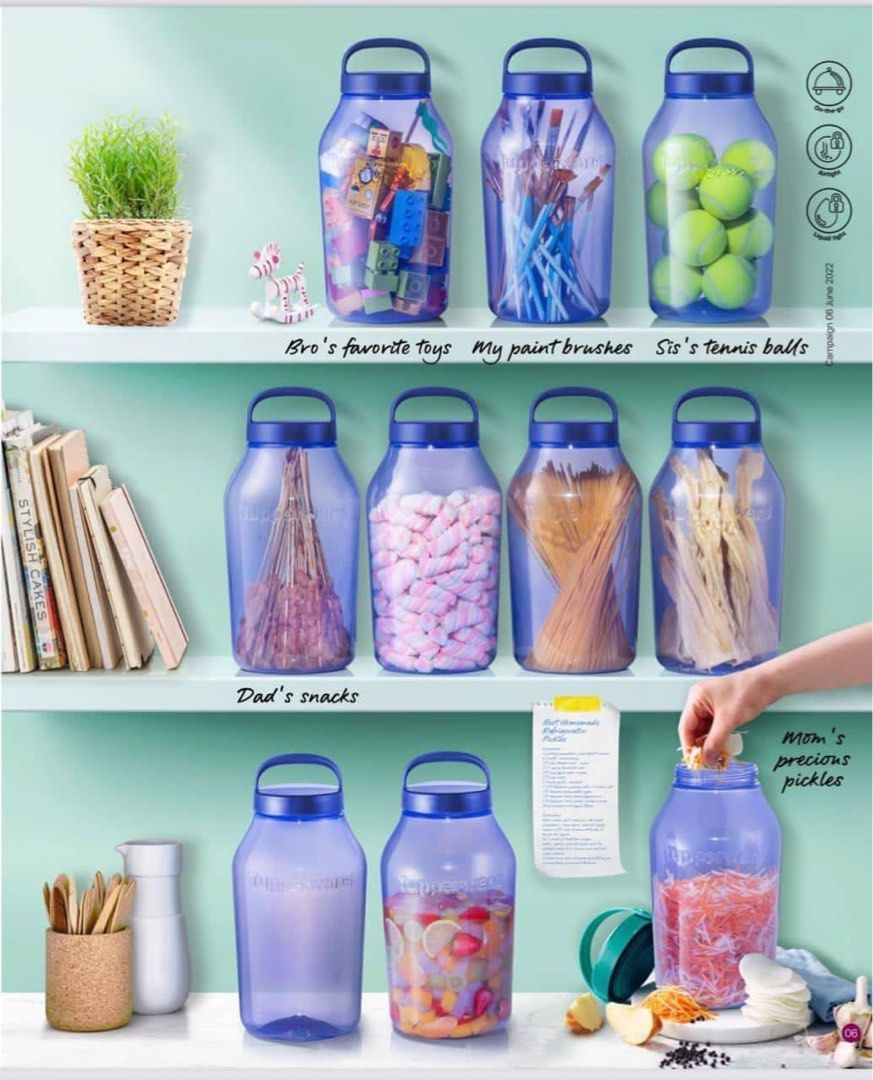 Tupperware Universal Jar 4.5L (Blue), Furniture & Home Living ...