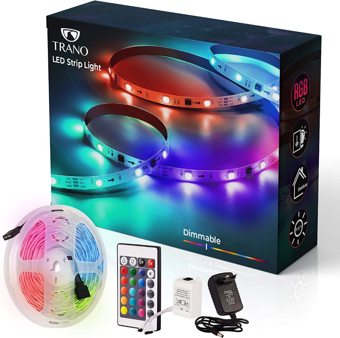 (USED) LED Strip 5m RGB with Power Supply and Remote Control - Strip ...
