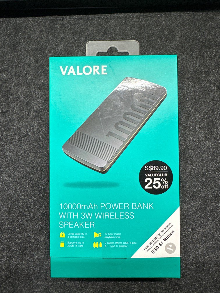 VALORE - Power Bank 10000mAh with Wireless Speaker, Mobile Phones ...