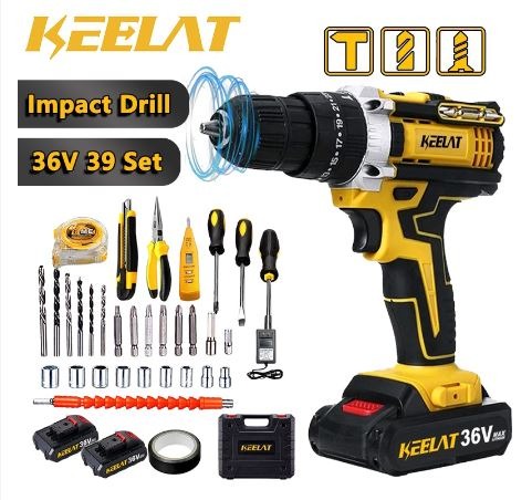 Wall Drill 39pc Electric hand drill Cordless Drill Impact Drill ...