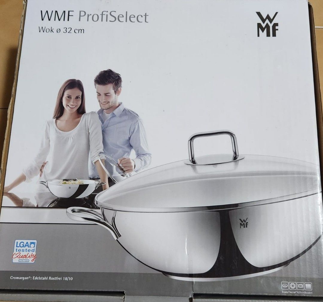 WMF ProfiSelect Wok (32cm) with Glass Lid, Furniture & Home Living ...