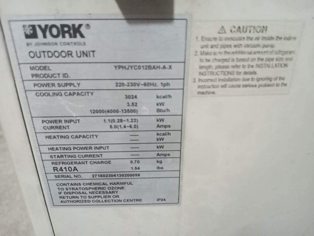 1.5hp gree and york inverter, TV & Home Appliances, Air Conditioning ...