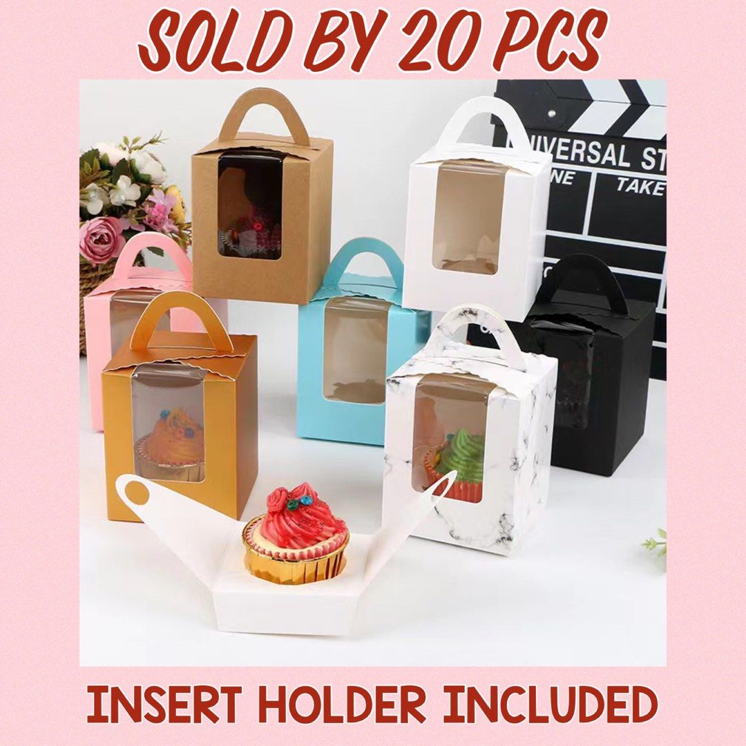 20pcs Single Pastry Box Solo Cupcake Cookies Box Pastry Boxes ...