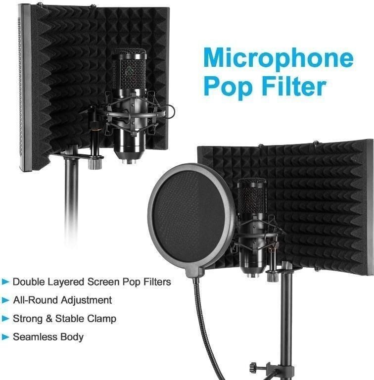 AGPTEK Microphone Studio Recording Kit with Microphone Isolation Shield ...