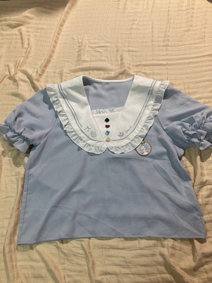 Authentic Disney Light Blue Alice in Wonderland Kawaii Sailor Seifuku ...