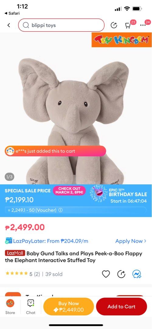 Baby Gund Flappy the Elephant on Carousell