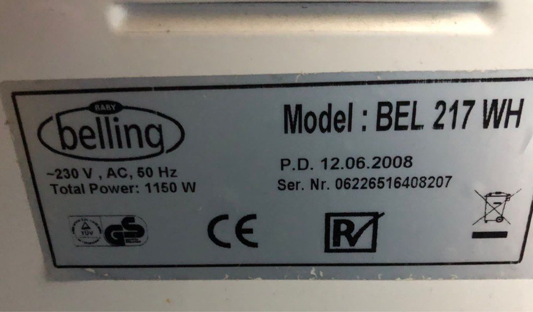 Belling Oven BEL 217 WH, TV & Home Appliances, Kitchen Appliances ...
