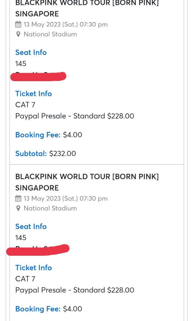 Blackpink Born Pink x2 tickets Cat 7 - Day 1, Tickets & Vouchers, Event ...