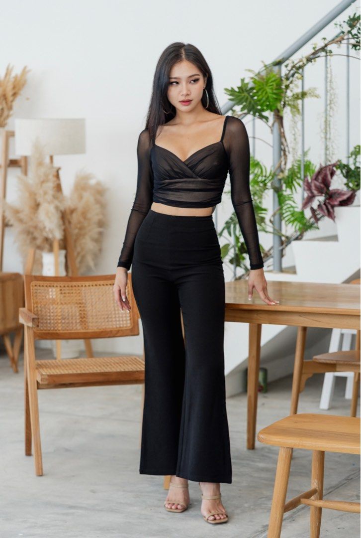 CARRISLABELLE CARLA BELL BOTTOM FITTED PANTS V1 IN BLACK, Women's ...