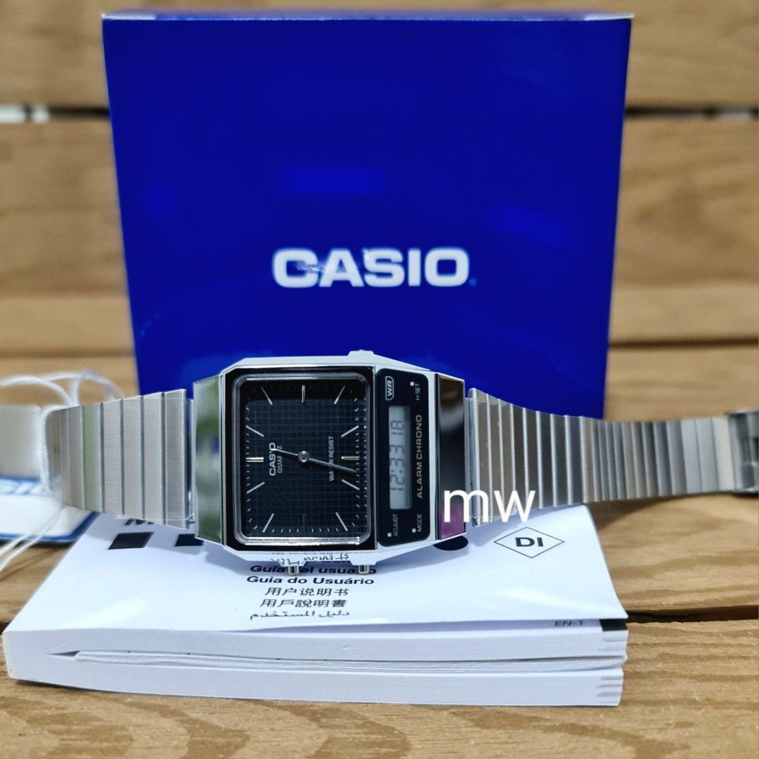 Casio grid pattern retro vintage style LCD angles gently men's watch ...