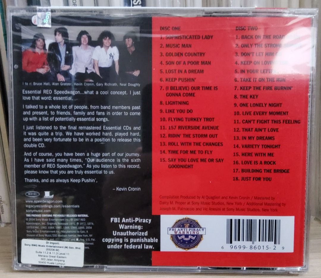 Cd The Essential Reo Speedwagon Usa 2004, Hobbies & Toys, Music & Media ...