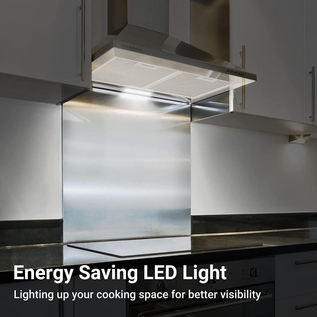 CIARRA CBCS6201 Cooker Hoods 60cm Class A with Carbon Filters Stainless ...