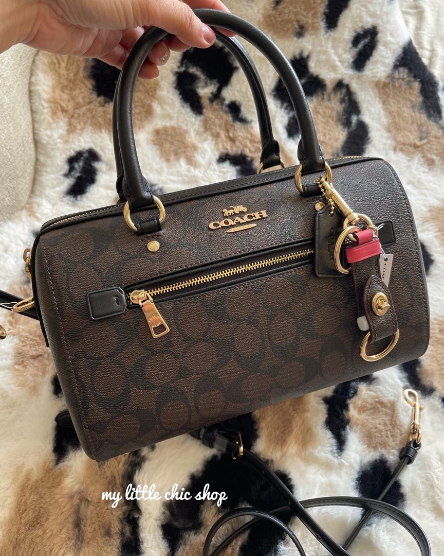 coach rowan satchel in signature canvas mahogany on Carousell
