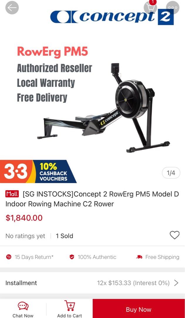 Concept 2 RowErg PM5 Model D Indoor Rowing Machine C2 Rower, Sports ...