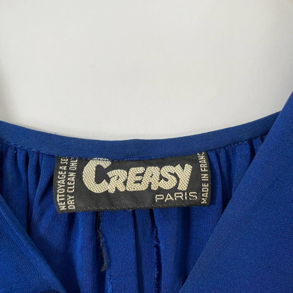 Creasy Paris Vintage Blue Pleated Embellished Dress, Fesyen Wanita ...