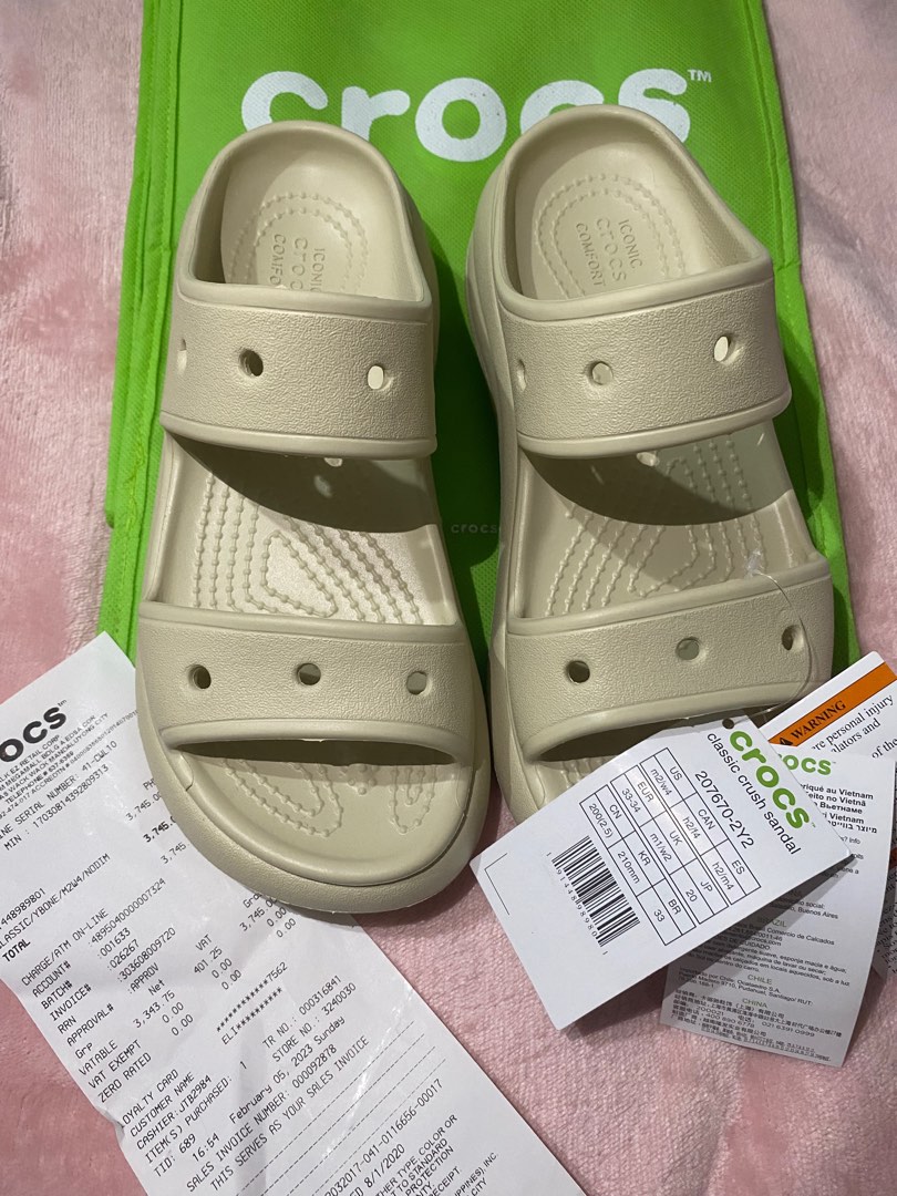 ORIGINAL Crocs Crush Sandals Bone Womens 4 with Tag, Women's Fashion ...