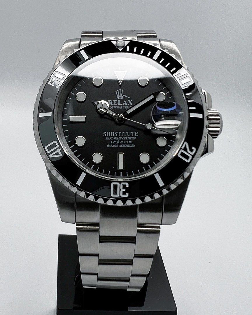 Custom Seiko Mod 40mm Black Relax Submariner , Men's Fashion, Watches ...