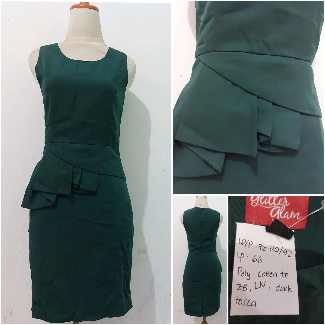 Dark Green Office Bodycon Dress by Gliter Glam/New Dress Formal Hijau ...