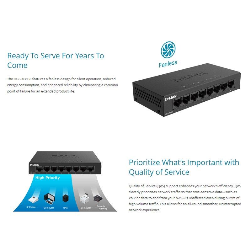 D-Link Metal 5/8 Port DGS-105GL 5 Port / DGS-108GL 8 Port Gigabit Metal ...