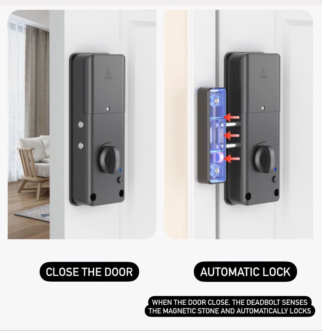 Electric Door Lock Non Destructive Smart Door Lock Hole Free Invisible ...