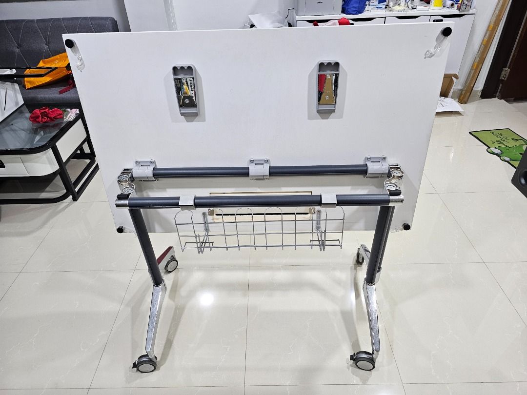 Foldable office table with wheels 120cm x 75cm, Furniture & Home Living ...