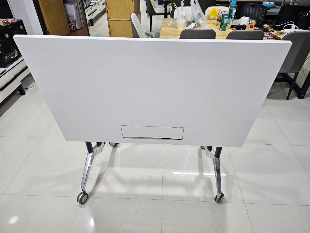 Foldable office table with wheels 120cm x 75cm, Furniture & Home Living ...
