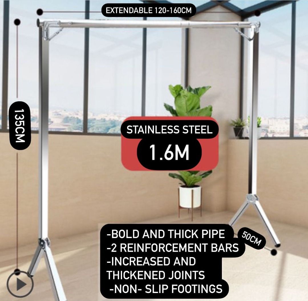 Foldable Single Rod Drying Rack (H0410), Furniture & Home Living ...