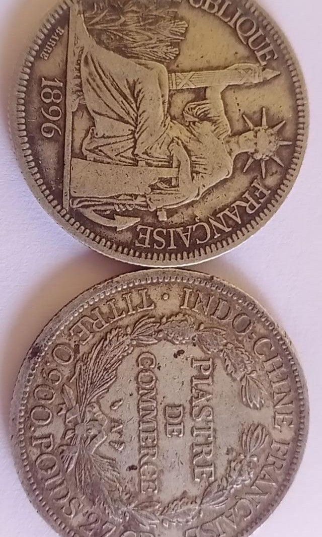 FRENCH INDOCHINA INDO CHINA ( VIETNAM ) SILVER PIASTRE COIN . 27 GRAMS ...