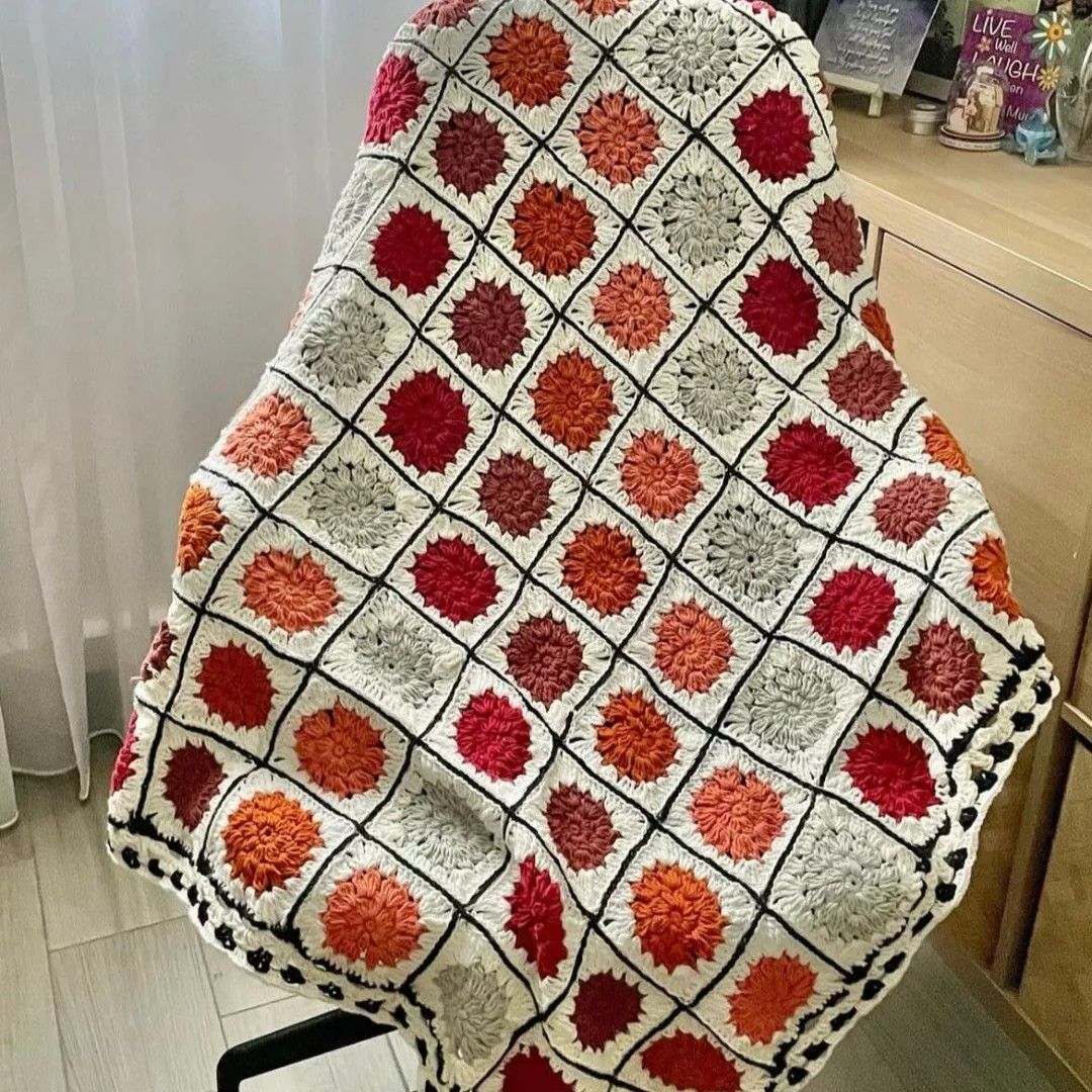 Handmade Granny Squares blanket/ throw, Furniture & Home Living, Home ...