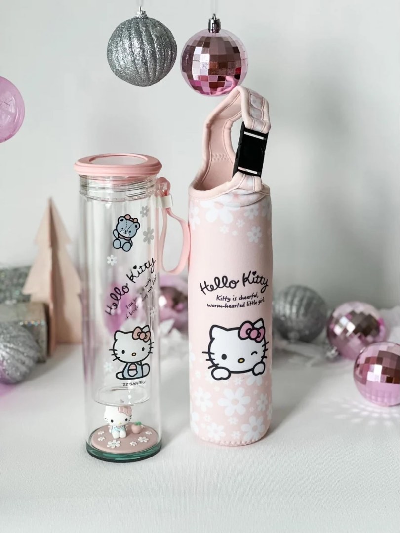 Hello kitty 350ml Glass Bottle With Figurine water bottle, Furniture ...