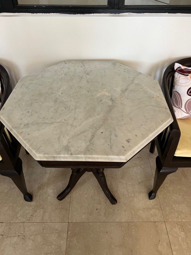 Hexagon marble table, Furniture & Home Living, Furniture, Tables & Sets ...