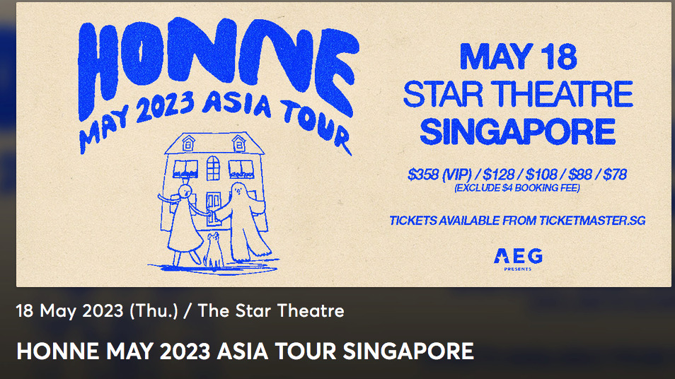 HONNE WTS 2 X CAT3 Section E MAY 2023 ASIA TOUR SINGAPORE, Tickets ...