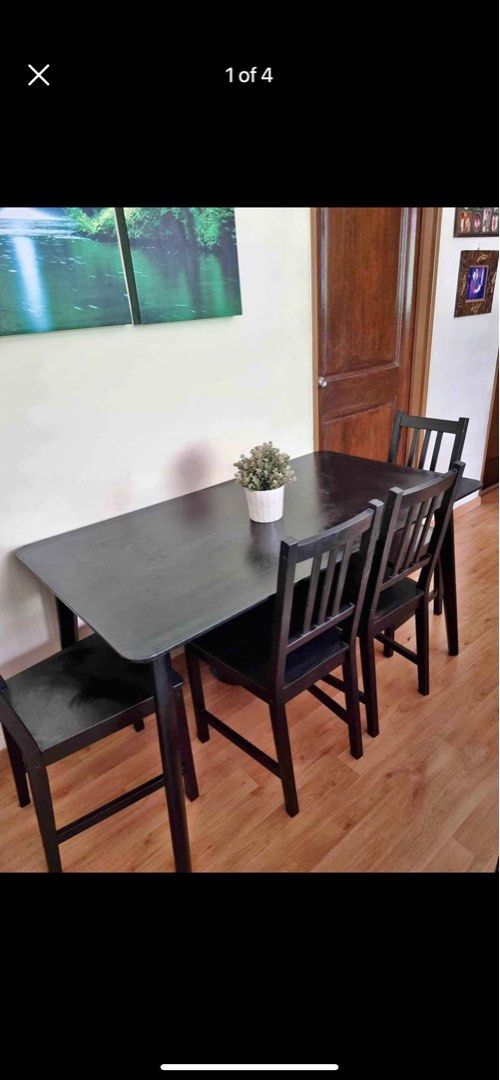 IKEA Dining Table - Black, Furniture & Home Living, Furniture, Tables ...