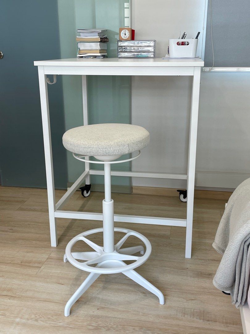 IKEA high work kitchen table desk stool Trotten LIDKULLEN castor wheel ...