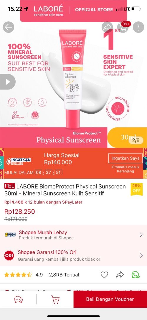 LABORE SUNSCREEN, Kesehatan & Kecantikan, Kulit, Sabun & Tubuh di Carousell