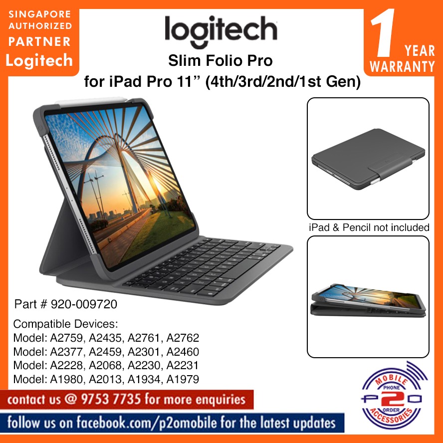 Logitech Slim Folio Pro Backlit keyboard case with Bluetooth for iPad ...