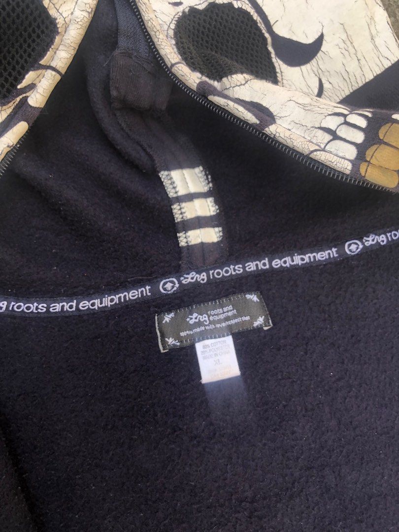 LRG DEAD SERIOUS SKELETON HODDIE FULLZIP Y2K PUNK GOTHIC GRUNGE ...