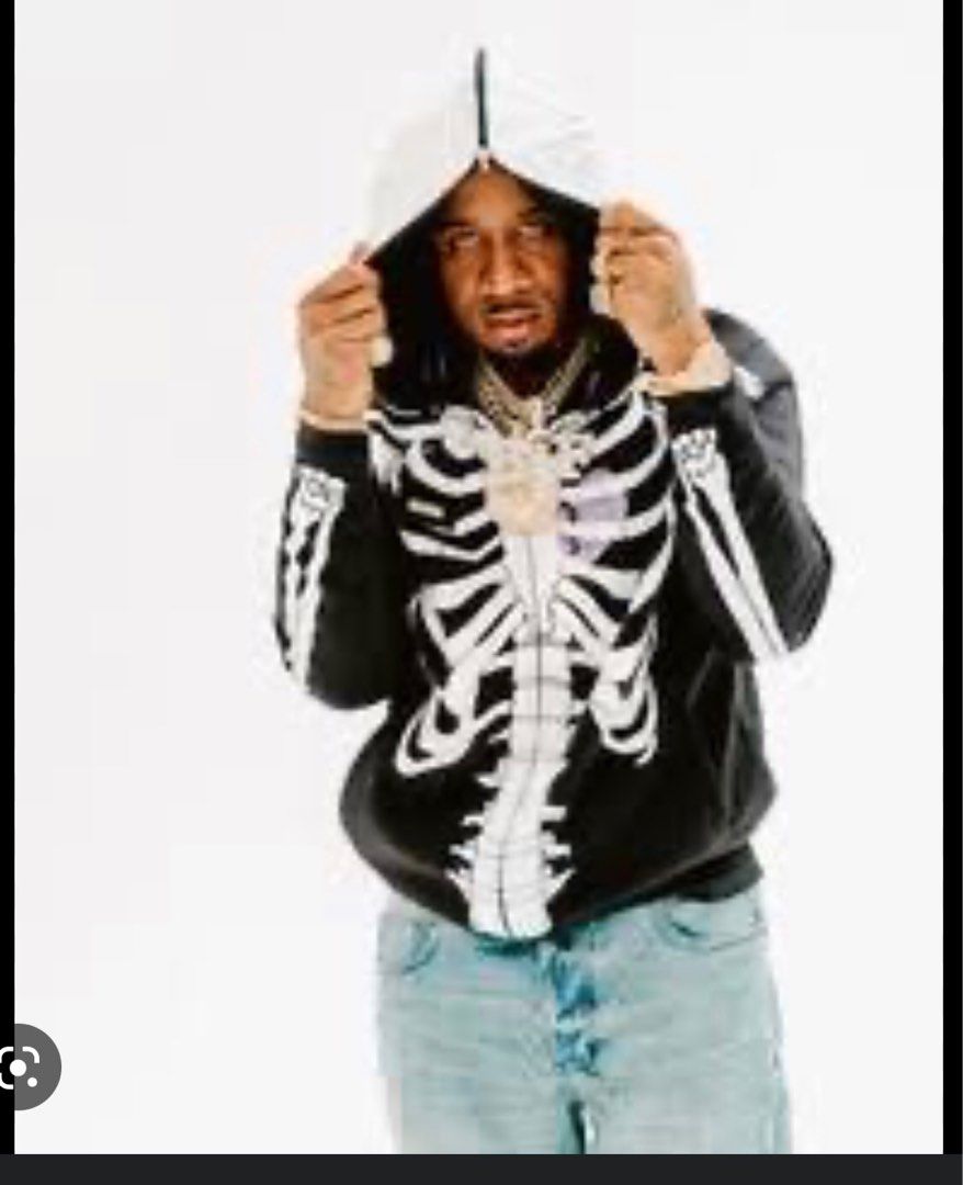 RARE LRG AUTHENTIC DEAD SERIOUS SKELETON HODDIE FULLZIP Y2K PUNK GOTHIC ...