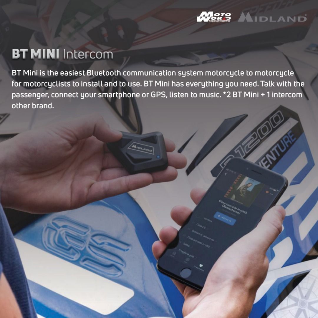 Midland BT Mini Intercom Helmet Bluetooth , Motorcycles, Motorcycle ...