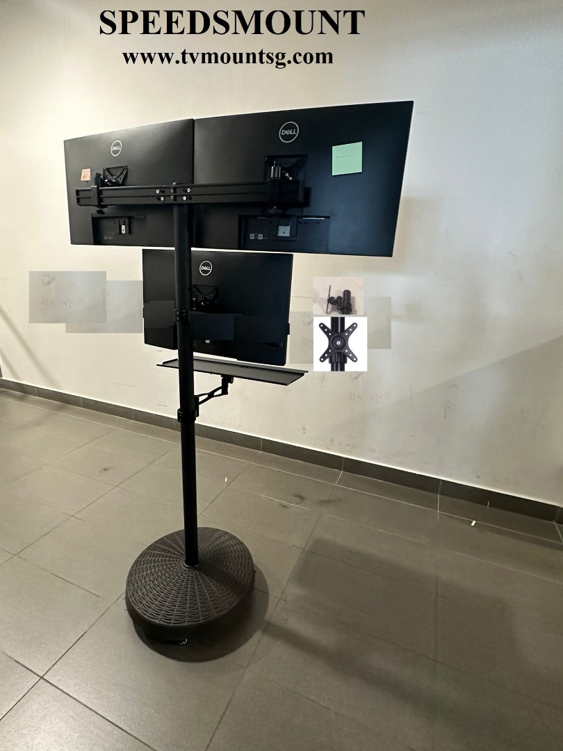 multi monitor keyboard laptop shelf floor stand mobile cart SPEEDSMOUNT ...