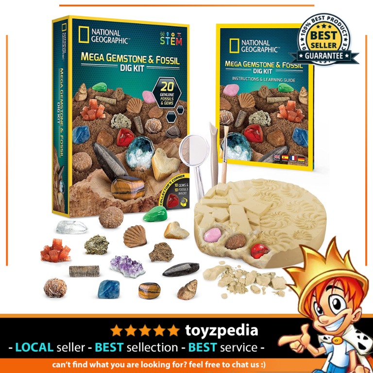 NATIONAL GEOGRAPHIC Mega Fossil and Gemstone Dig Kits - Excavate 20 ...