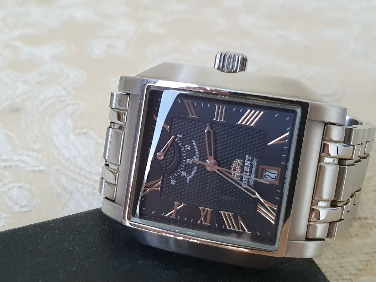 Orient Automatic Watch | Black Dial Rare Rectangle Classic Dress Watch ...