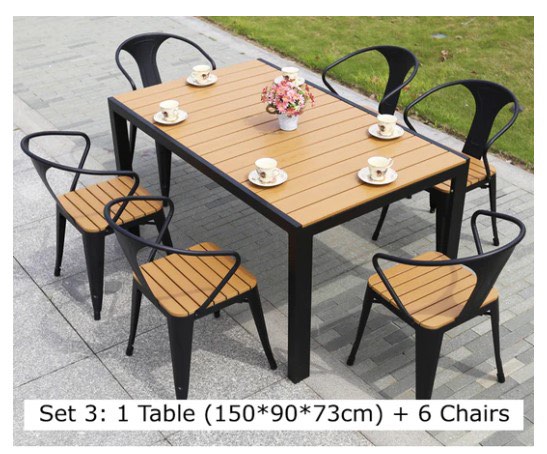 Outdoor Composite Wood Table Set - (Used), Furniture & Home Living ...