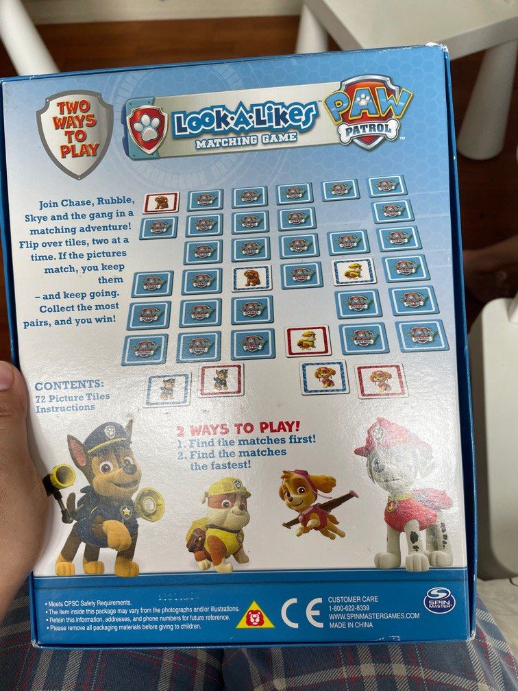 Paw patrol matching game, Hobbies & Toys, Toys & Games on Carousell