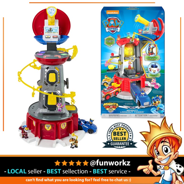 Paw Patrol, Mighty Lookout Tower with 4 Exclusive Bonus Action Figures ...